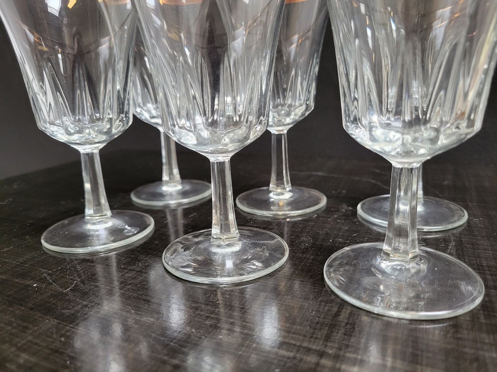 Hollywood Regency Barware 6oz Gold Rimmed Wine Glasses Set of 4 ~ Mid ...