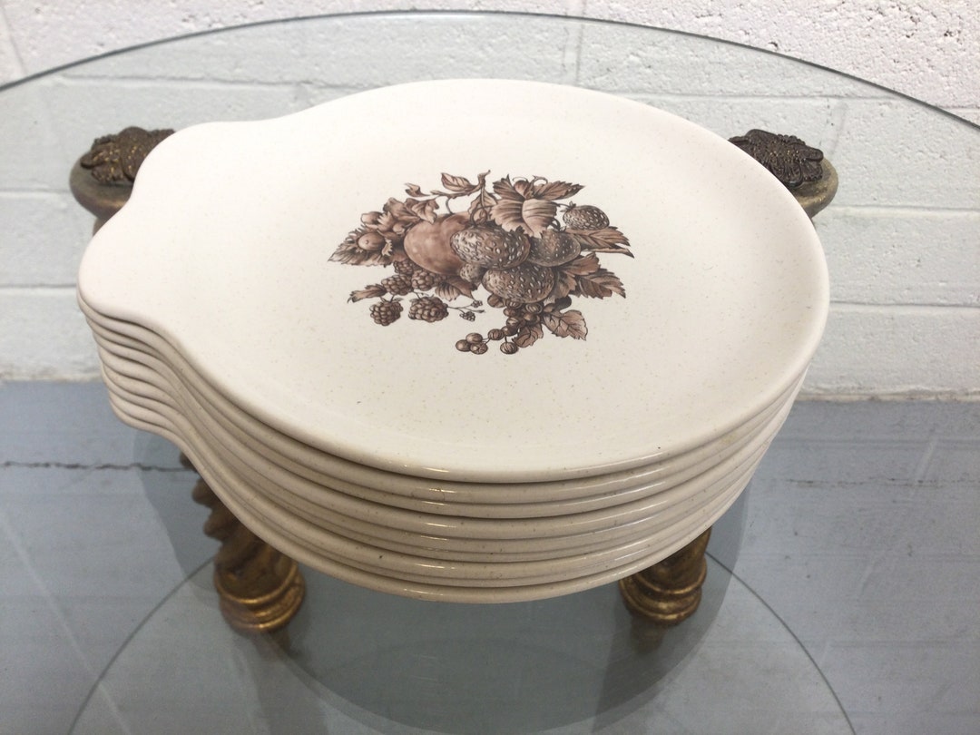 Salem China Fruit Design Luncheon Plates ~ Set of 9 Plates W Earthtone ...