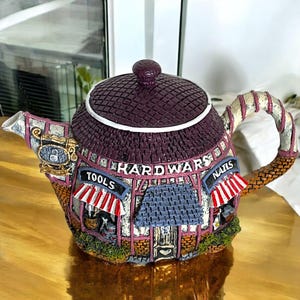 Hometown Teapot Cottages Figurines Set of 4 ~ Vintage Cottagecore Resin ...