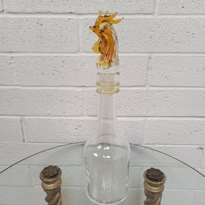 1940s Amber Glass Rooster Stopper & Blown Glass Decanter ~ Mid Century ...