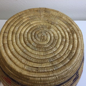 Hand Crafted Alaskan Native Grass Basket W Lid Authentic Native Inuit ...