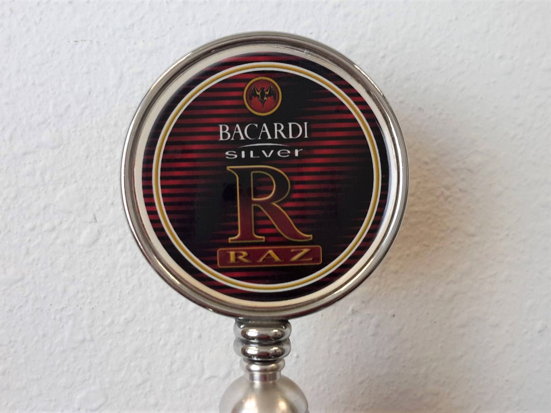 Bacardi Silver RAZ Beer Tap Handle Breweriana Barware Man Cave Decor ...