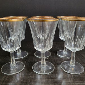 Hollywood Regency Barware 6oz Gold Rimmed Wine Glasses Set of 4 ~ Mid ...