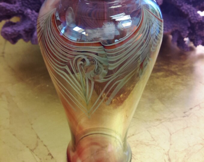 Marc Boutte Studio Art Glass Vase Iridescent Pale Magenta Color Tall ...