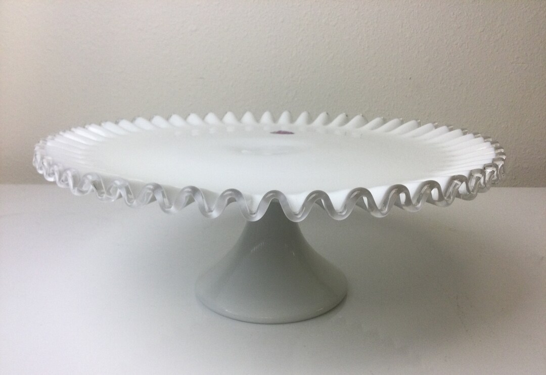 Fenton Cake Stand Mid Century Silver Crest Crimped Milk - Etsy