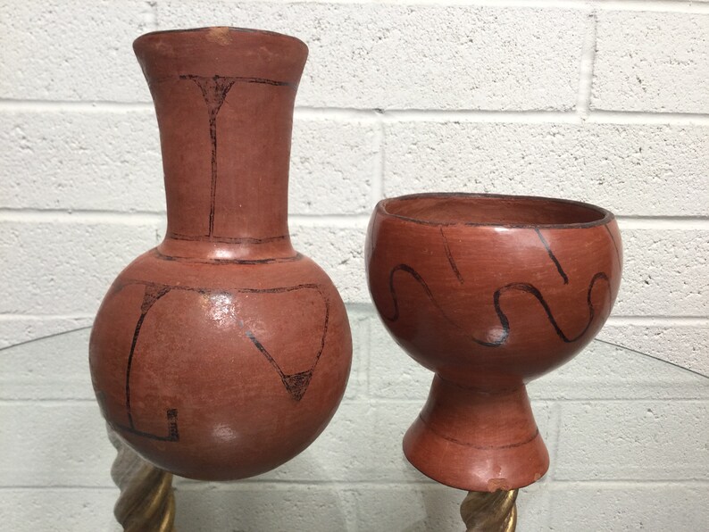 Southwestern Native American Red Clay Pottery Pots Pair - Etsy
