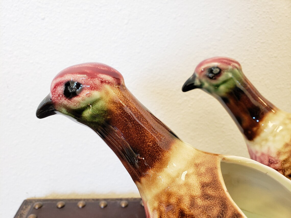Pair Ceramic Pheasant Planter Vases / Mid Century Home / | Etsy