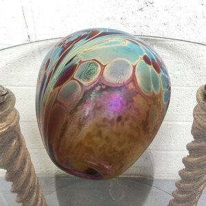 Brian Maytum Art Glass Oil Spot Lamp ~ Signed by Artist ~ Blue, Brown ...