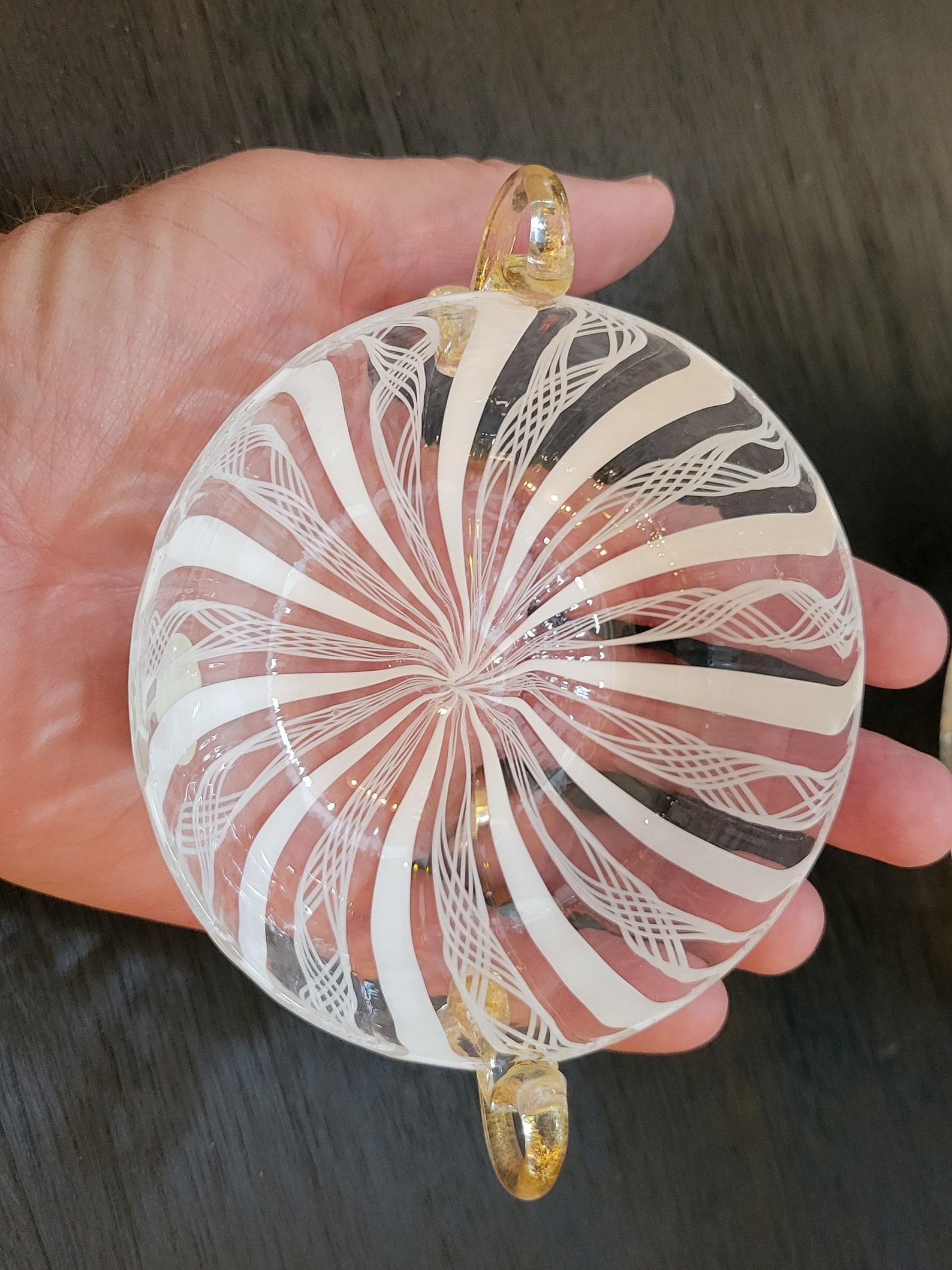 Murano Latticino Ribbon Glass Handled Dish Bucella Cristalli - Etsy