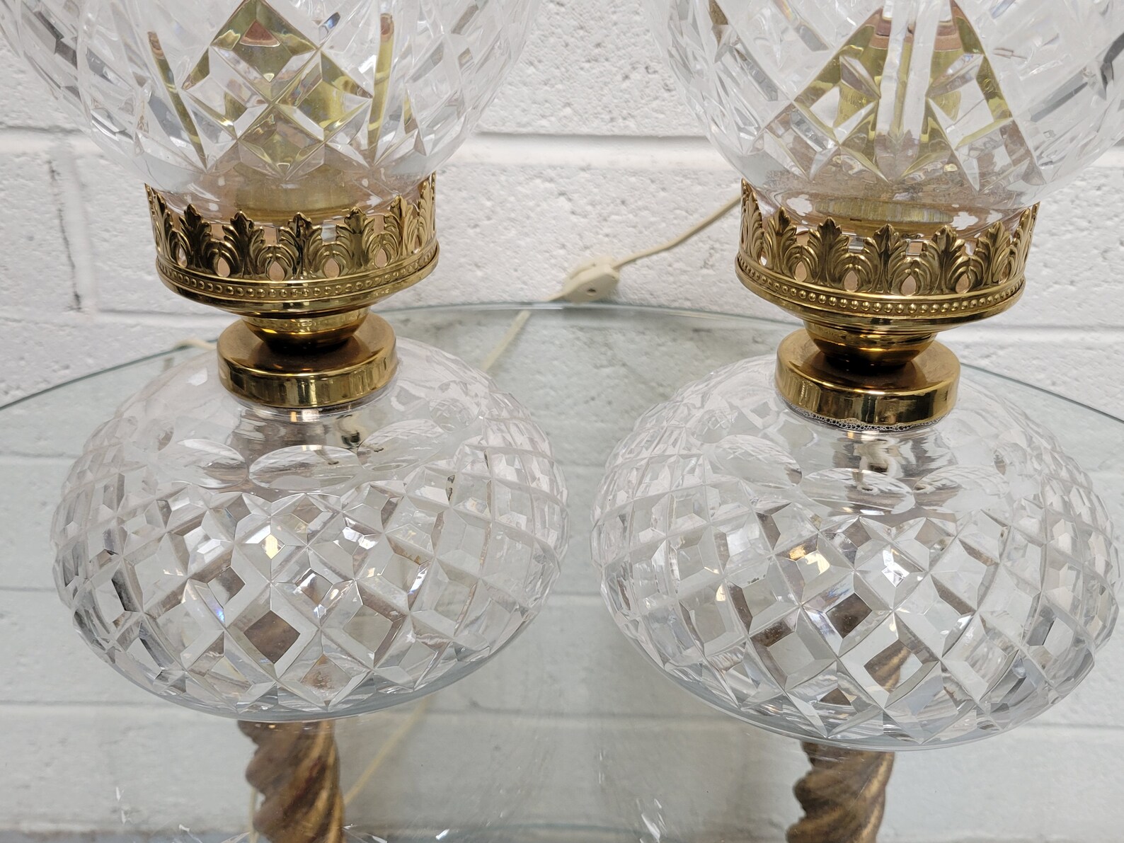 Waterford Crystal Tulip Hurricane Lamps Pair Cut Glass | Etsy