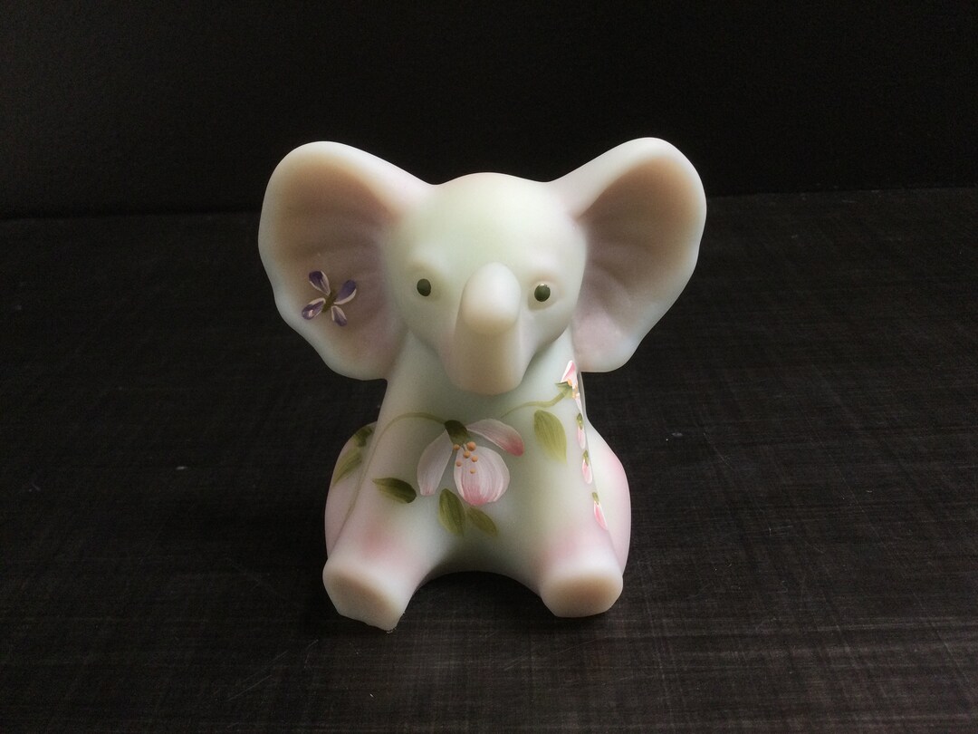 Fenton Glass Lotus Mist Elephant Figurine ~ Hand Painted G Tapia ...