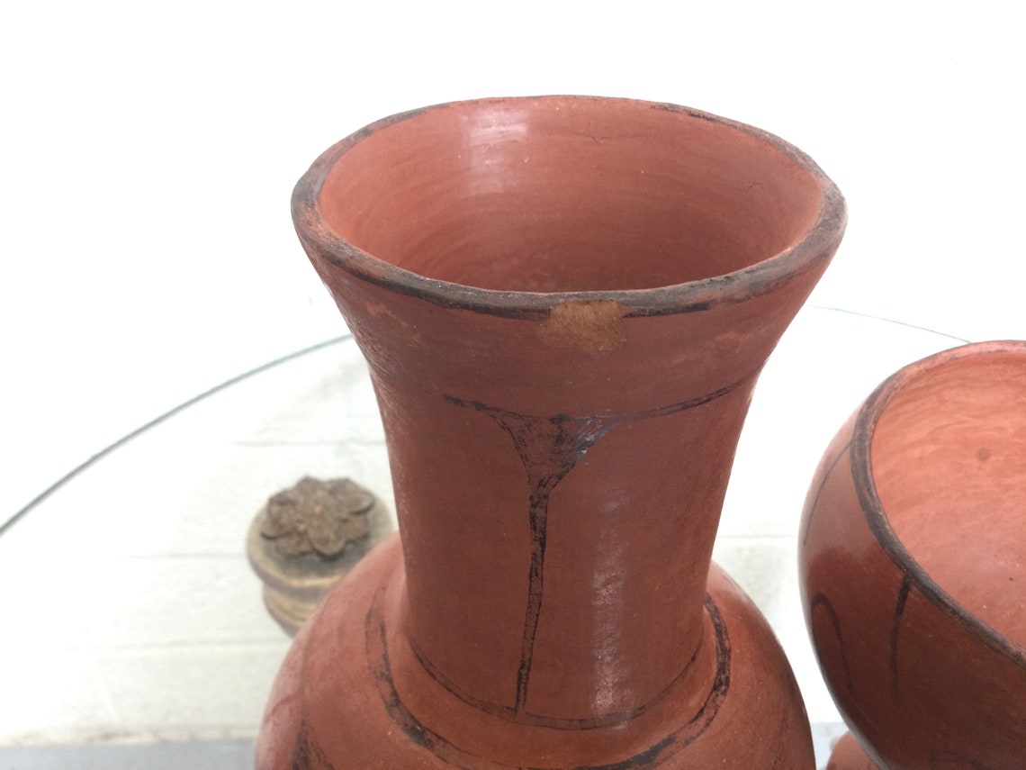 Southwestern Native American Red Clay Pottery Pots Pair - Etsy