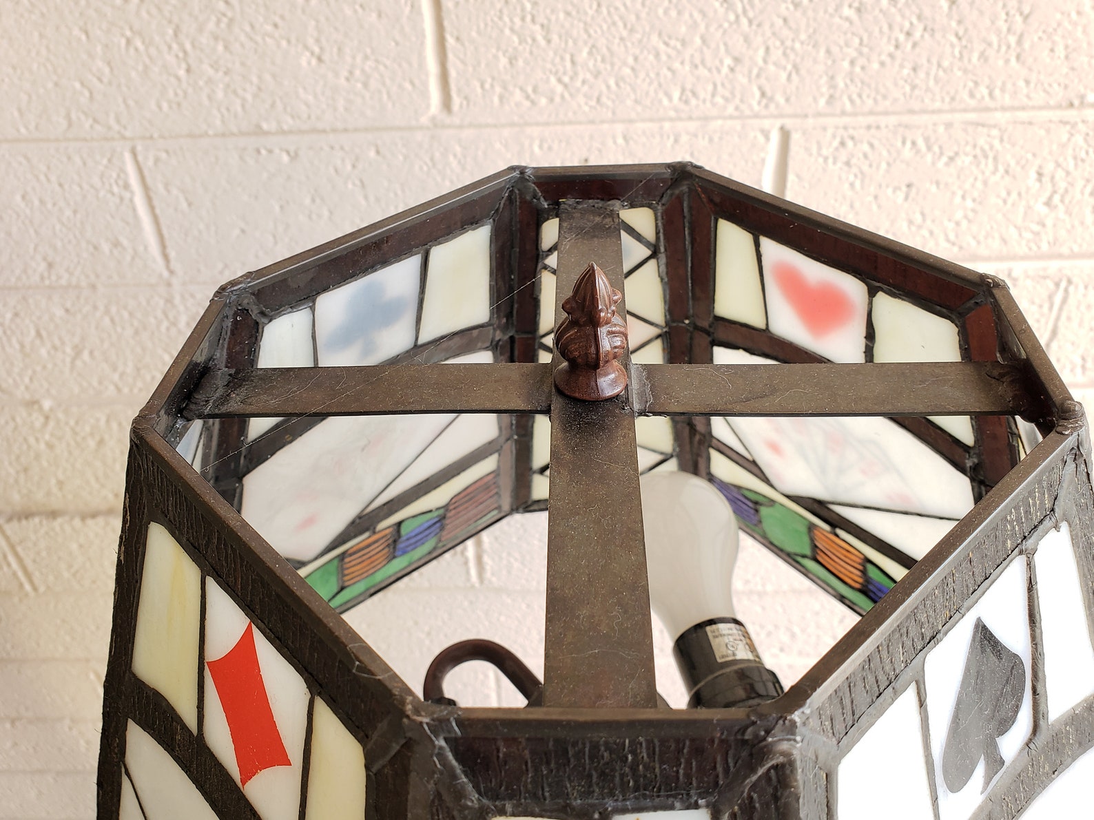 Stained Glass Poker Lamp / Royal Flush Playing Cards Gambling - Etsy