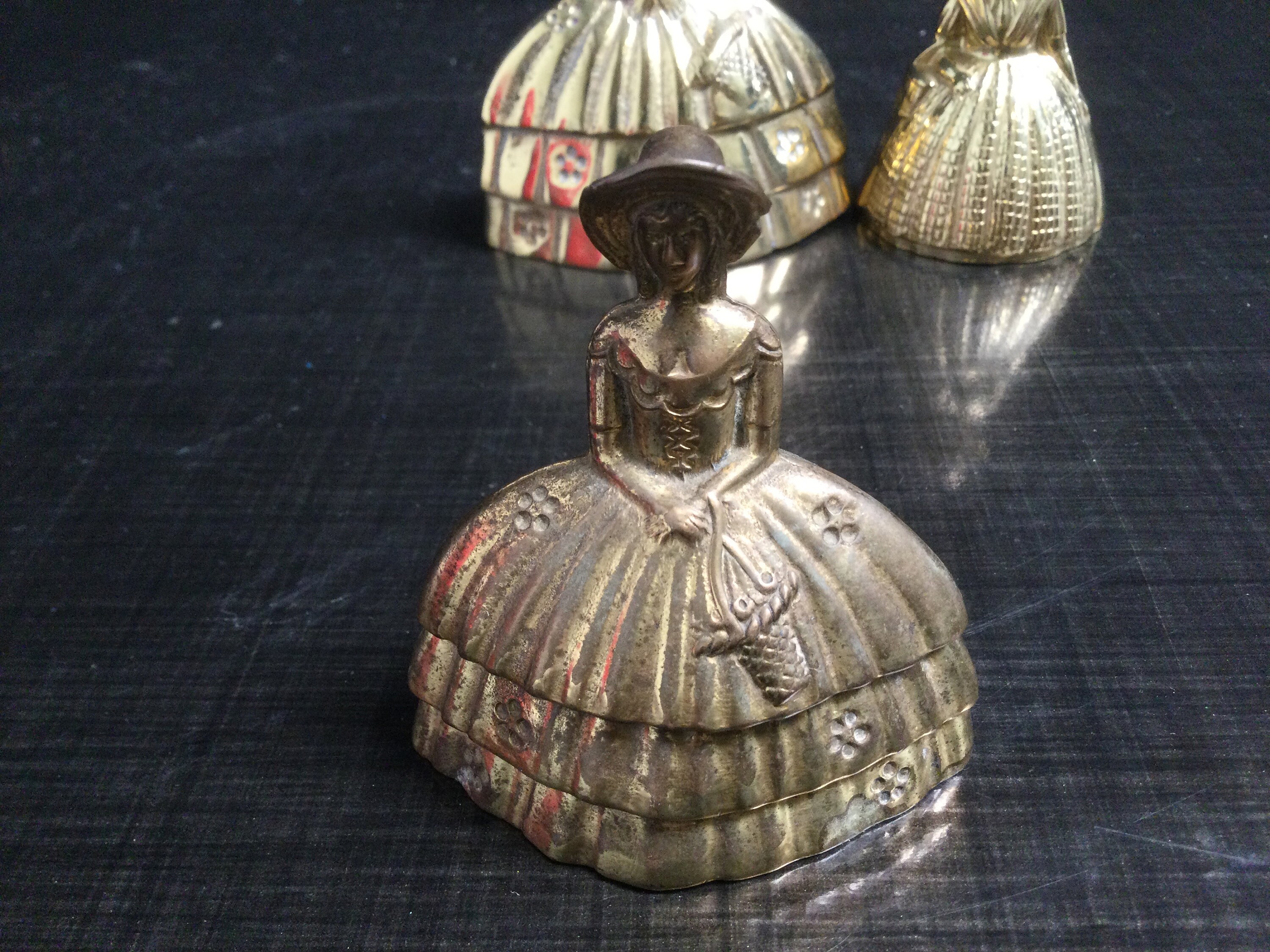 Brass Victorian Belles Bells Set of 3 ~ Women Wearing Hoop Skirts ...