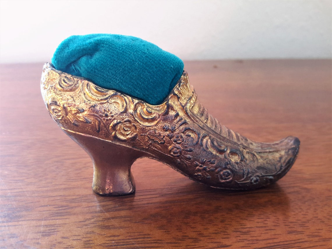 Victorian Boot Pin Cushion / Victorian Sewing Supplies / Gold | Etsy