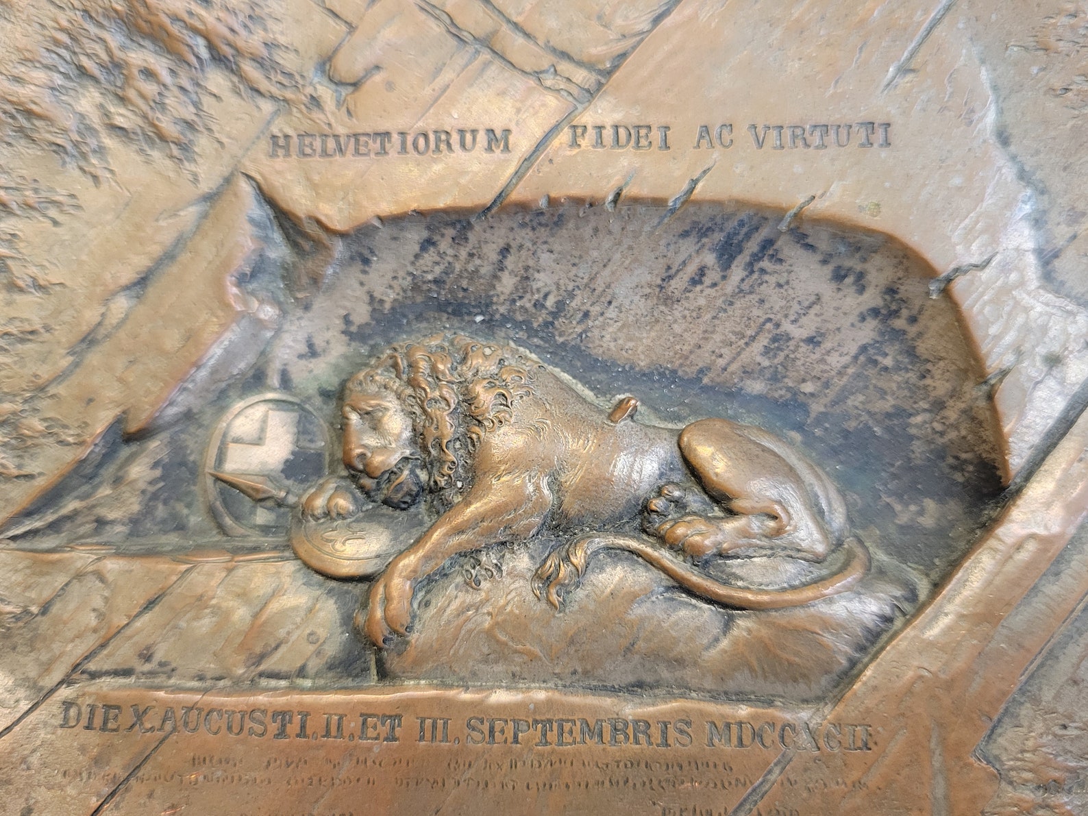 Antique Bronze Lion of Lucerne Plaque Tray / 1800's Swiss Art ...