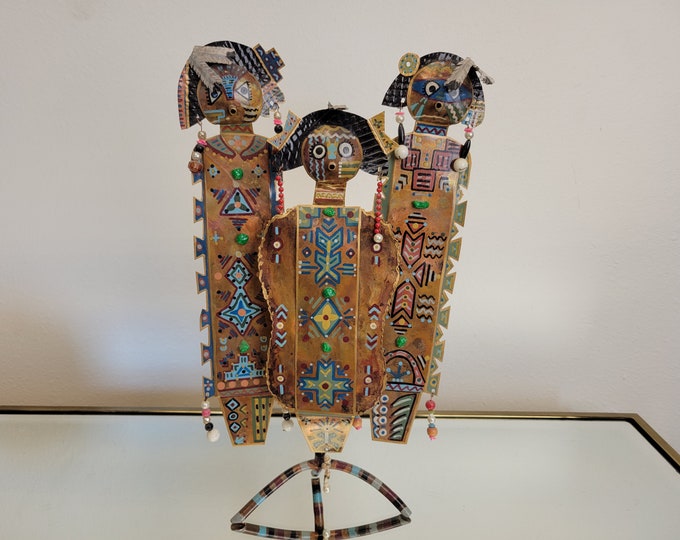 Native American Metal Sculpture / 3 Native American Women / Indigenous ...