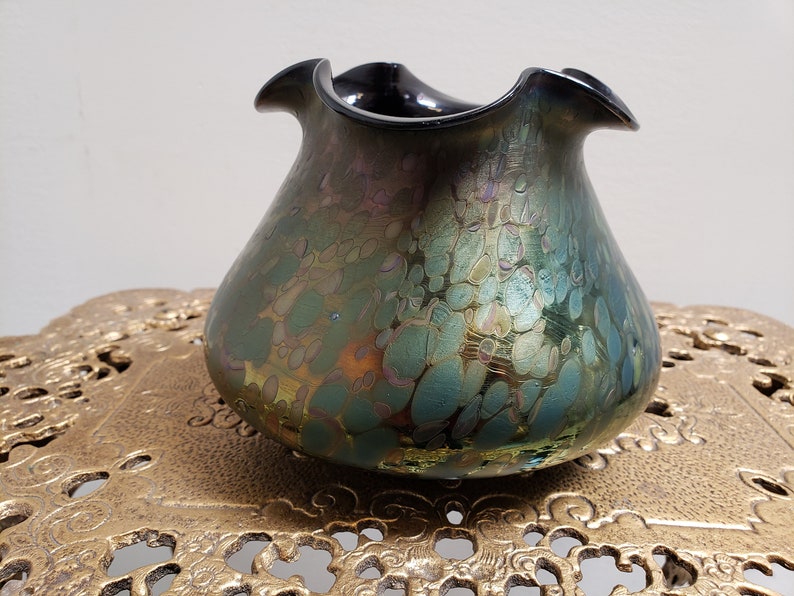 Loetz Glass Vase / Loetz Art Glass / Iridescent Blown Glass / - Etsy