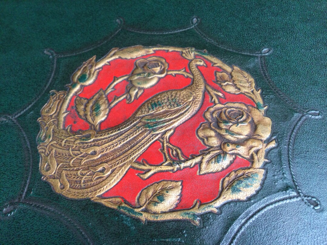 1950s Deluxe Craft Peacock Leatherette Storage Box Green Gold Red ...