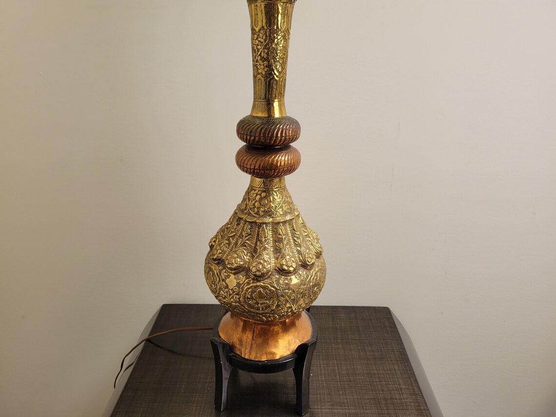 Moroccan Boho Lamp Copper & Brass / Mid Century Lamp / | Etsy