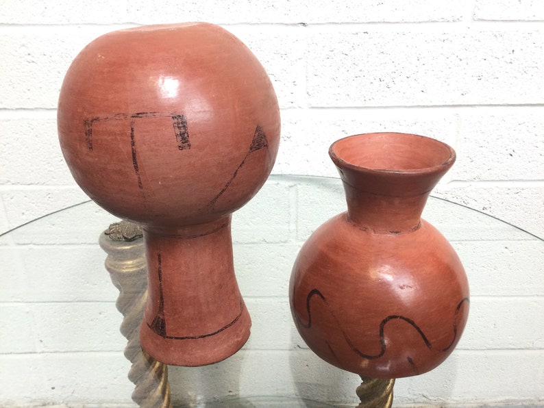 Southwestern Native American Red Clay Pottery Pots Pair - Etsy