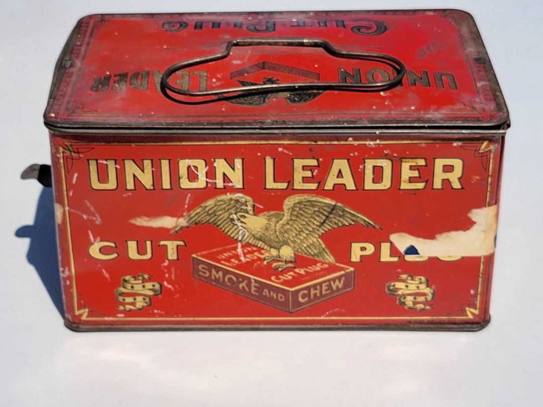 Vintage Tobacco Tin / Union Leader Cut Plug Tobacco Storage Tin / Mens ...