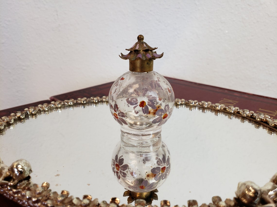 Pagoda Perfume Bottle / Hand Painted Purple Pagoda Bottle / - Etsy
