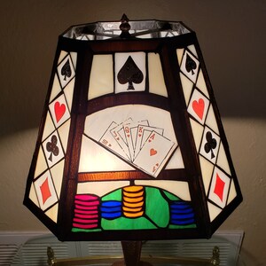 Stained Glass Poker Lamp / Royal Flush Playing Cards Gambling Lamp ...