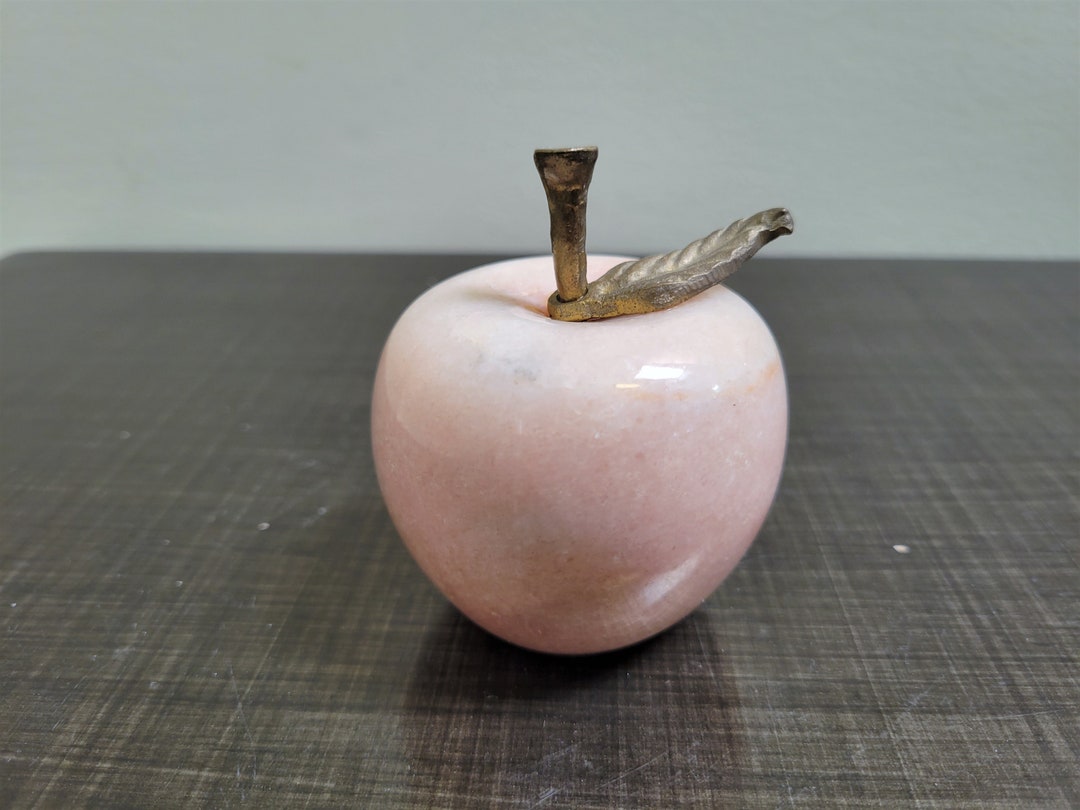 Stone & Brass Apple Paperweight / Alabaster Marble Paperweight - Etsy