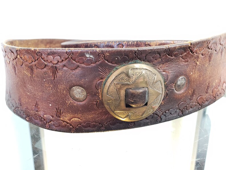 Bronze Copper & Tooled Leather Belt / One of A Kind Belts and - Etsy