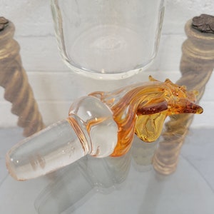 1940s Amber Glass Rooster Stopper & Blown Glass Decanter ~ Mid Century ...