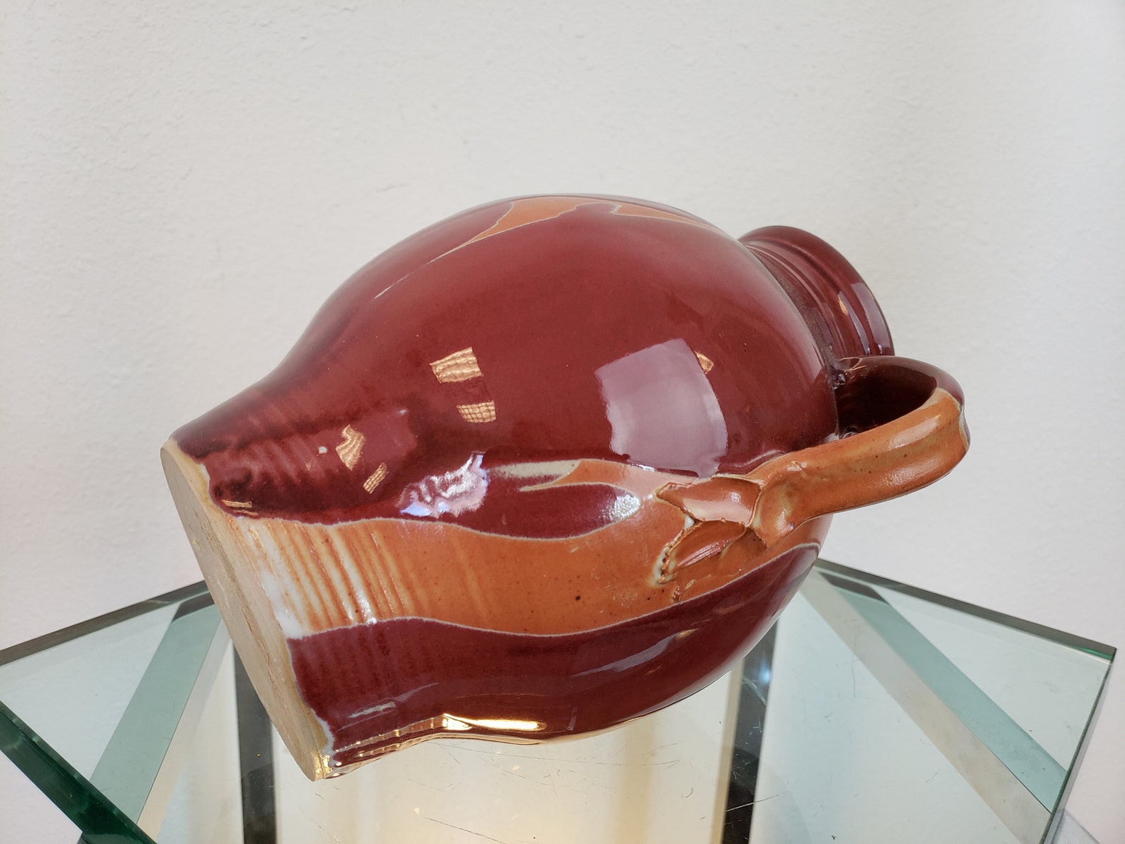 G Russell Pottery Vessel / Mandarin Orange Drip Glaze / Home | Etsy