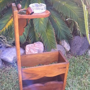 Vintage Smoke Stand With Tobacco Pipe Holder Magazine Rack Wood Smoke ...