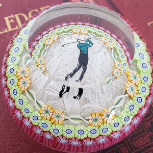 Perthshire Glass Paperweight: Golfer Millefiori Design, Scottish Art ...