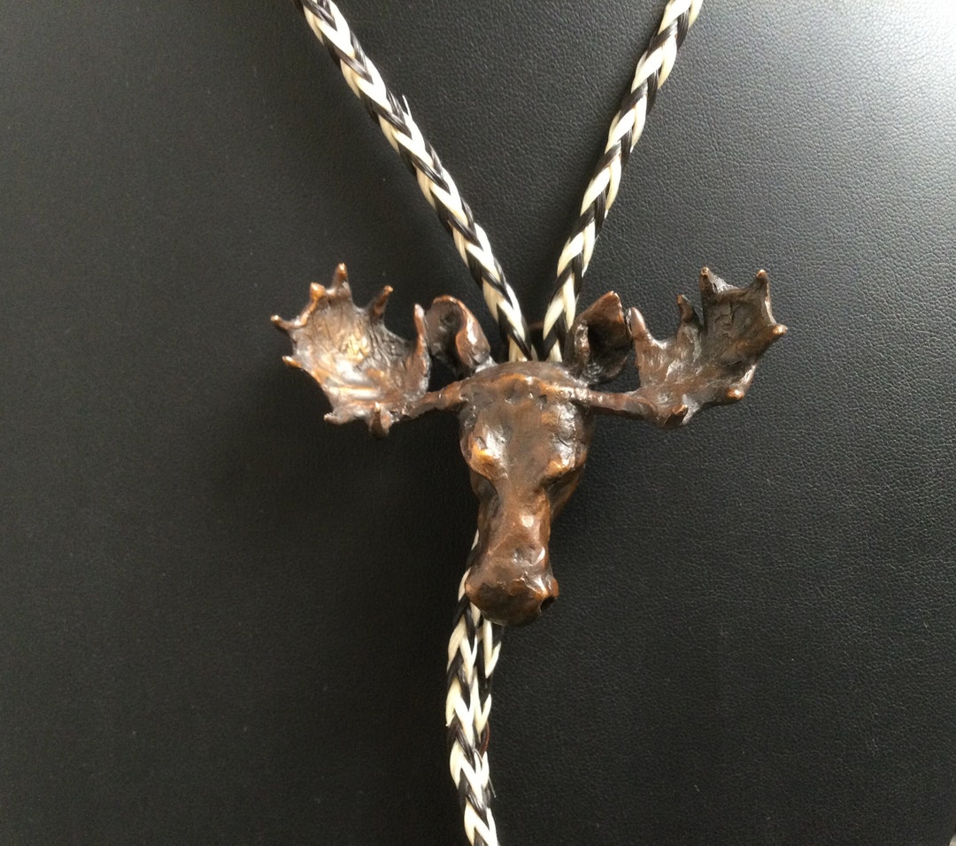 Bronze Moose Bolo Tie Artisan Joffa Kerr Mens Bolo Tie Wildlife Bolo ...