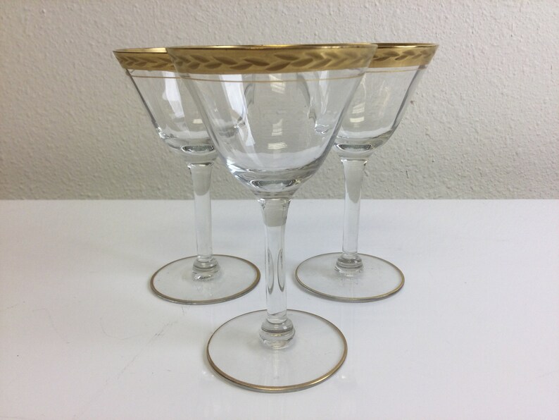 Vintage Gold Encrusted Barware Cocktail Glasses Set of 3 ~ Tiffin ...