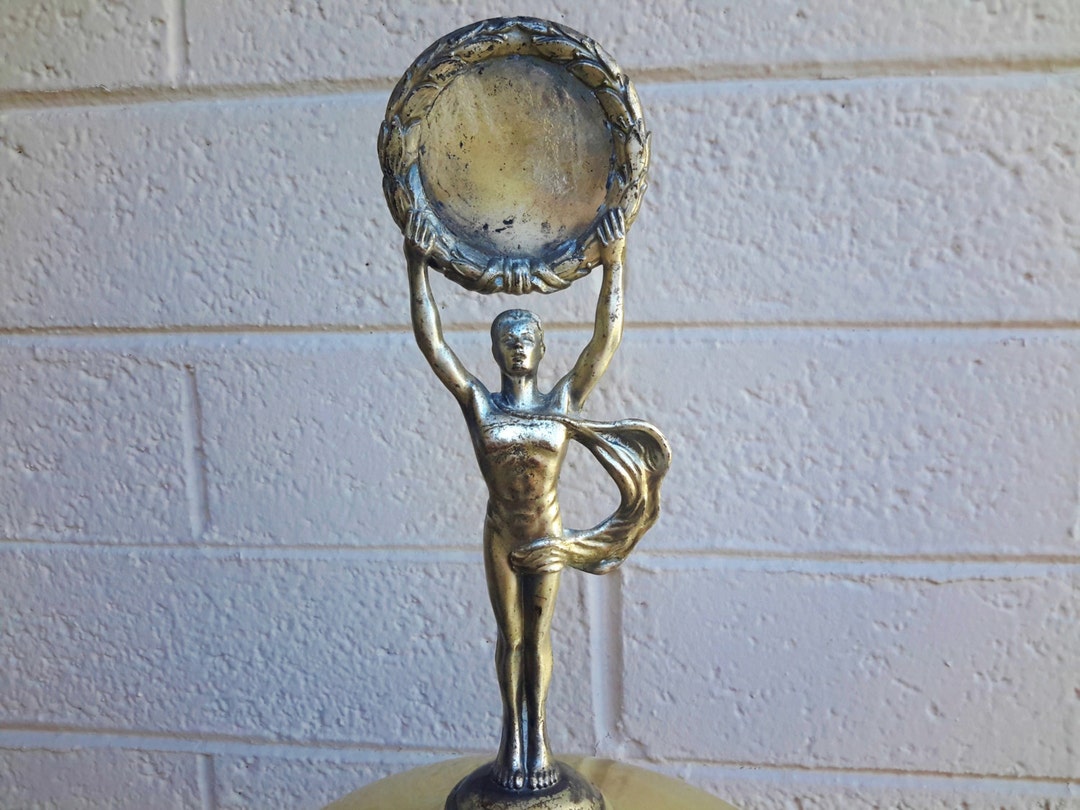 Vintage Award Trophy Chrome Large Size 1963 Man With Laurel - Etsy