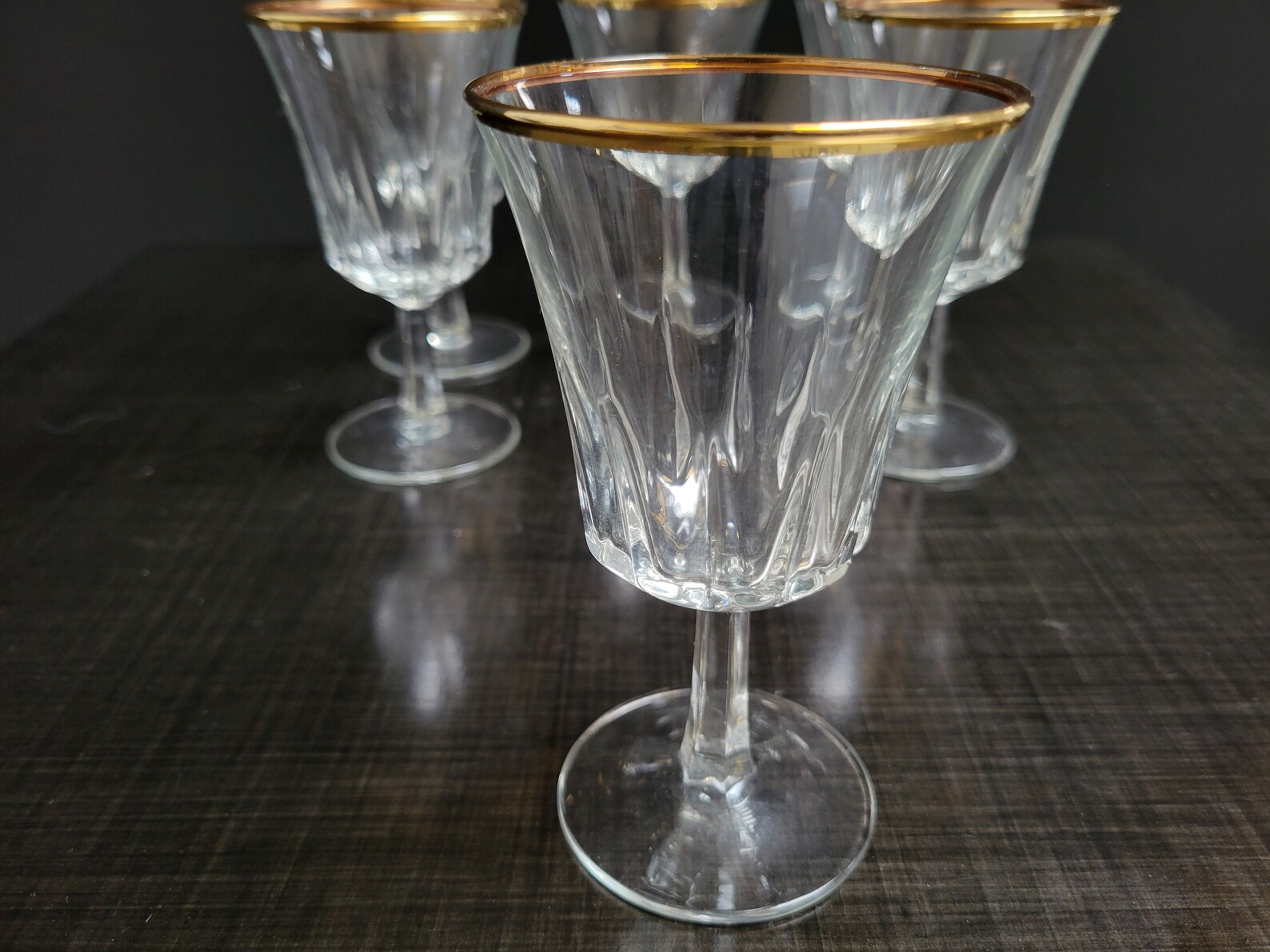 Hollywood Regency Barware 6oz Gold Rimmed Wine Glasses Set of 4 ~ Mid ...