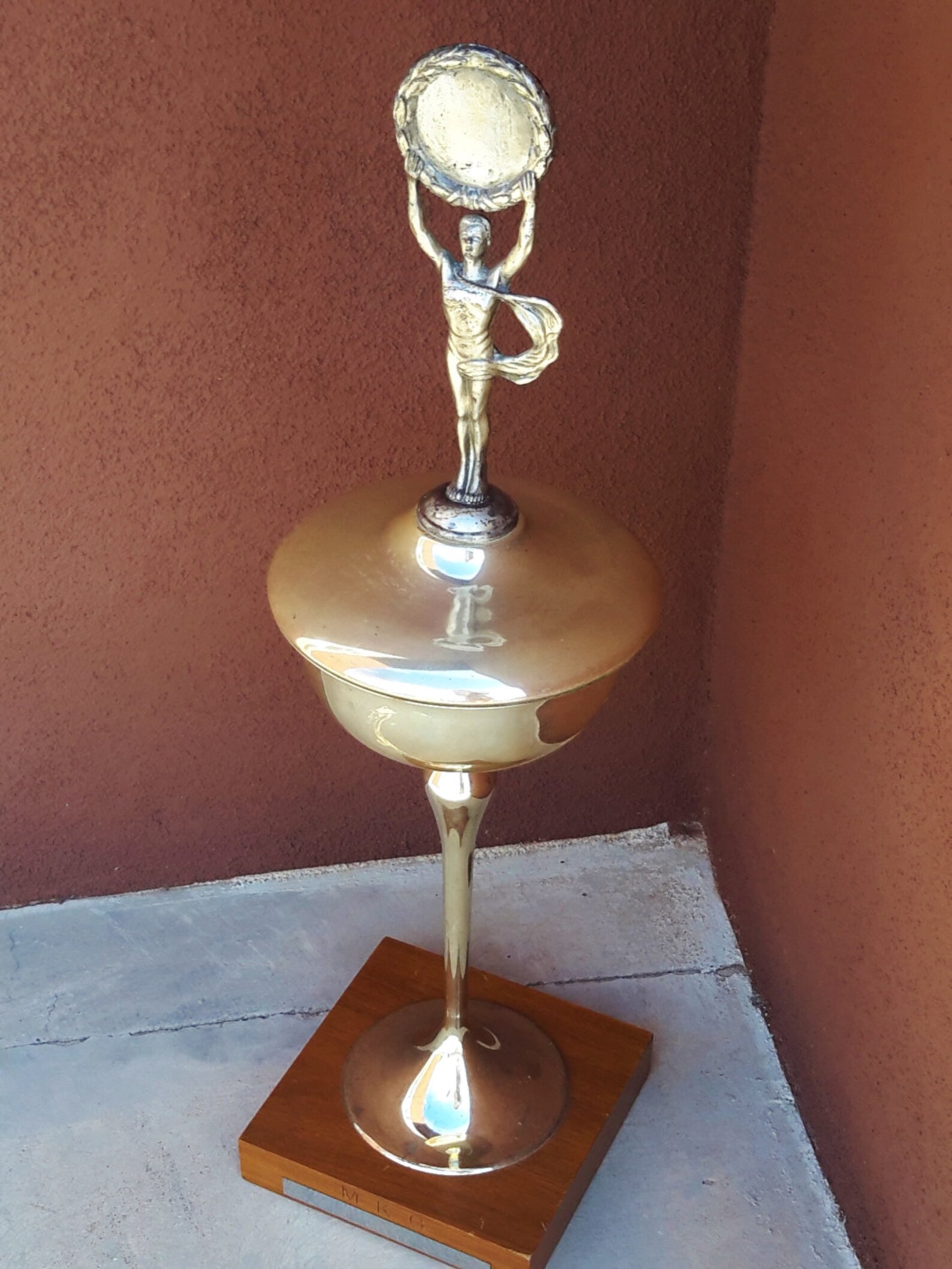 Vintage Award Trophy Chrome Large Size 1963 Man With Laurel - Etsy
