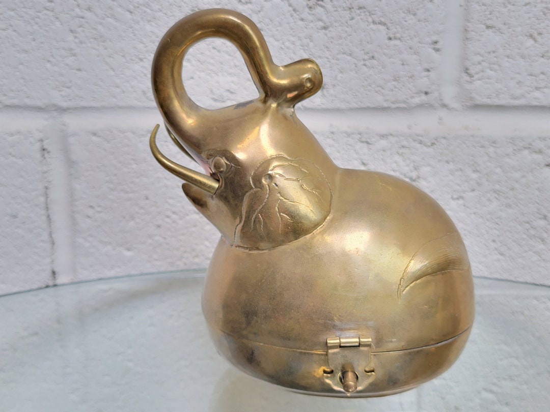 Brass Elephant Box ~ Elephant Home Decor ~ Mid Century Home ...