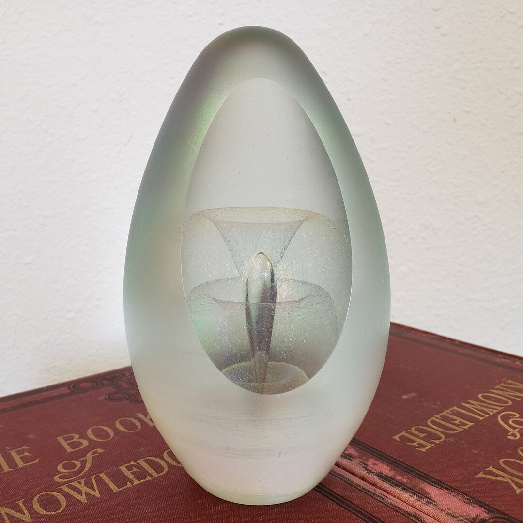 Robert Eickholt Art Glass Paperweight / Dichroic 3D Spray / Glass ...