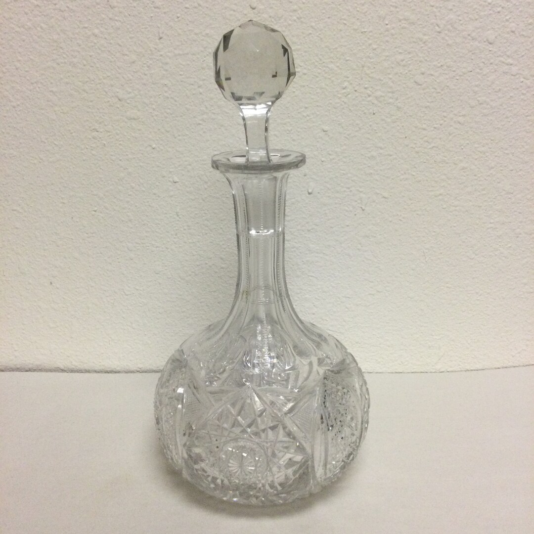 Cut Crystal Barware Decanter ~ Vintage 11 1/2" Cut Glass Decanter W ...