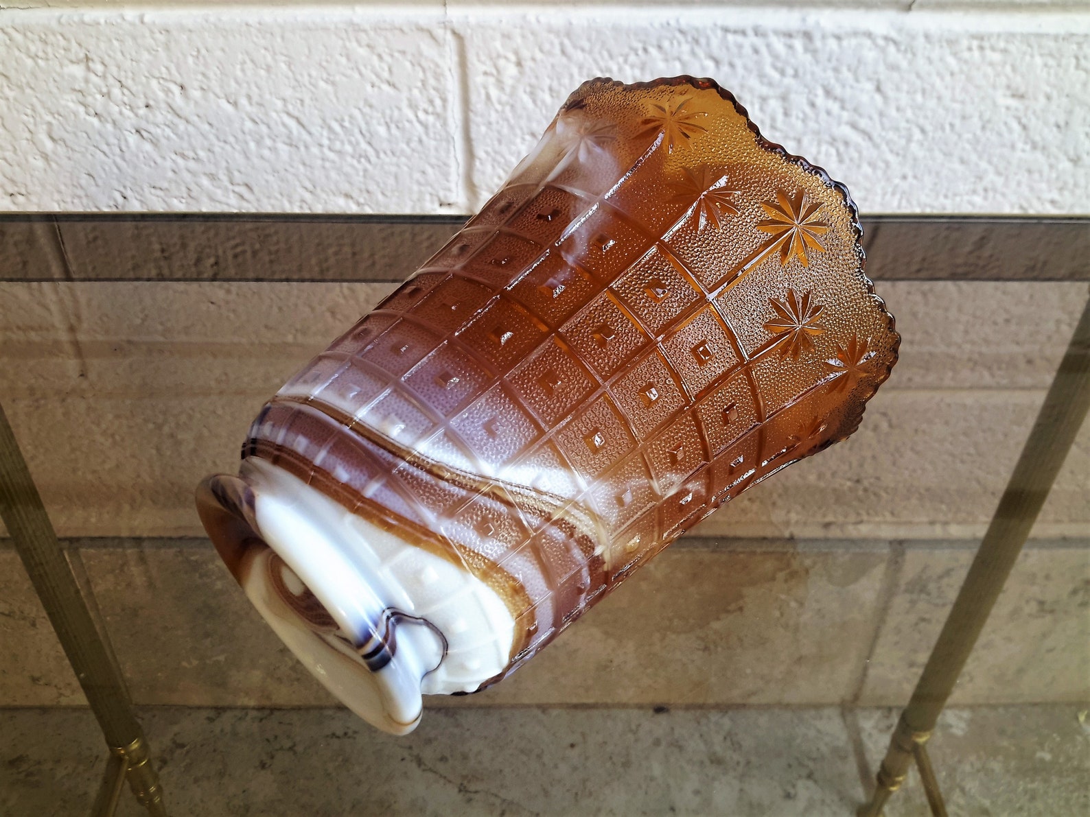 Imperial Slag Glass Vase / Chocolate Brown Panel Vase / Scalloped Rim ...