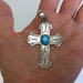 Sam Bahe Native American Sterling Silver & Turquoise Cross Pendant ...