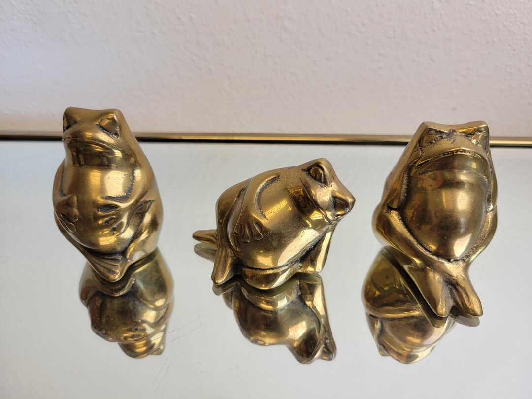 Brass Frog Sculpture Figurines Paperweights Set of 3 / Satisfied ...