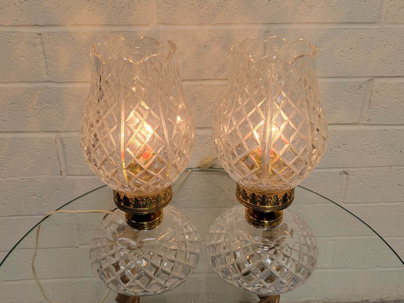 Waterford Crystal Tulip Hurricane Lamps Pair Cut Glass | Etsy