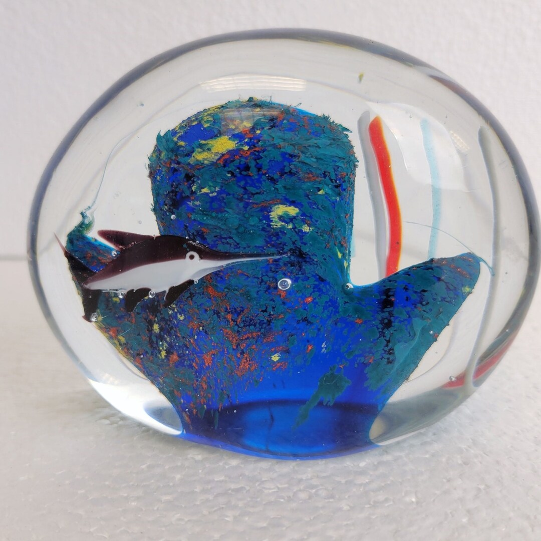 Czech Glass Fish Paperweight Vintage Aquatic Ocean Scene - Etsy