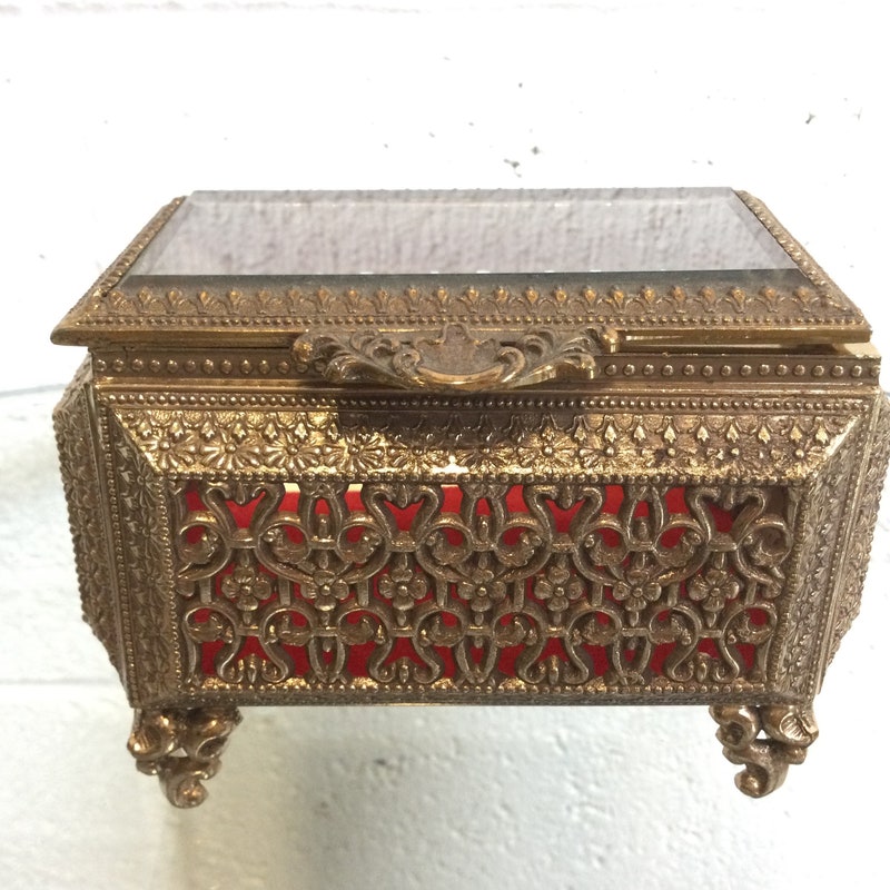 Gold Glass Jewelry Box - Etsy