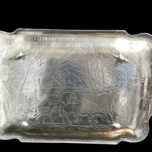 Vintage 1982 Arthur Court Elk Herd Oblong Tray ~ 24 1/2" Aluminum ...