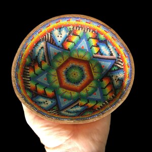 Huichol Beaded Gourd W Sacred Symbols 6 Vintage Indigenous Mexican Folk ...